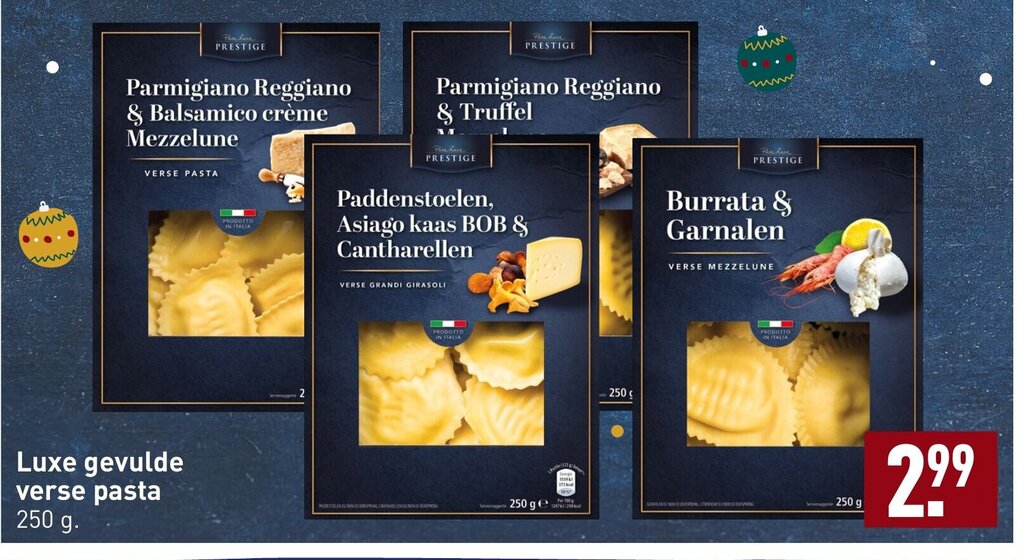 Luxe gevulde verse pasta 250 gram aanbieding bij ALDI