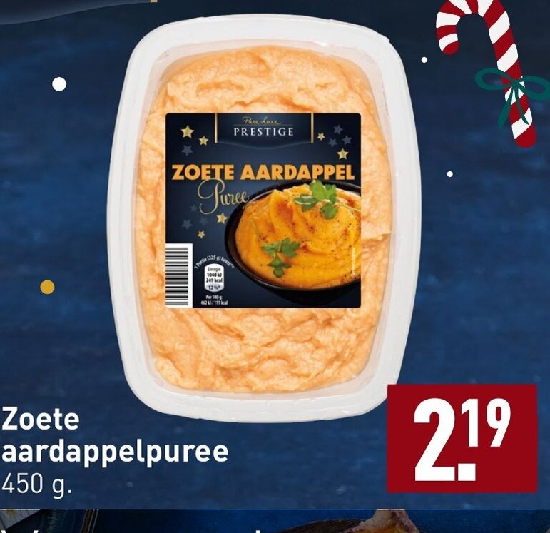 Zoete aardappelpuree 450 gram aanbieding bij ALDI