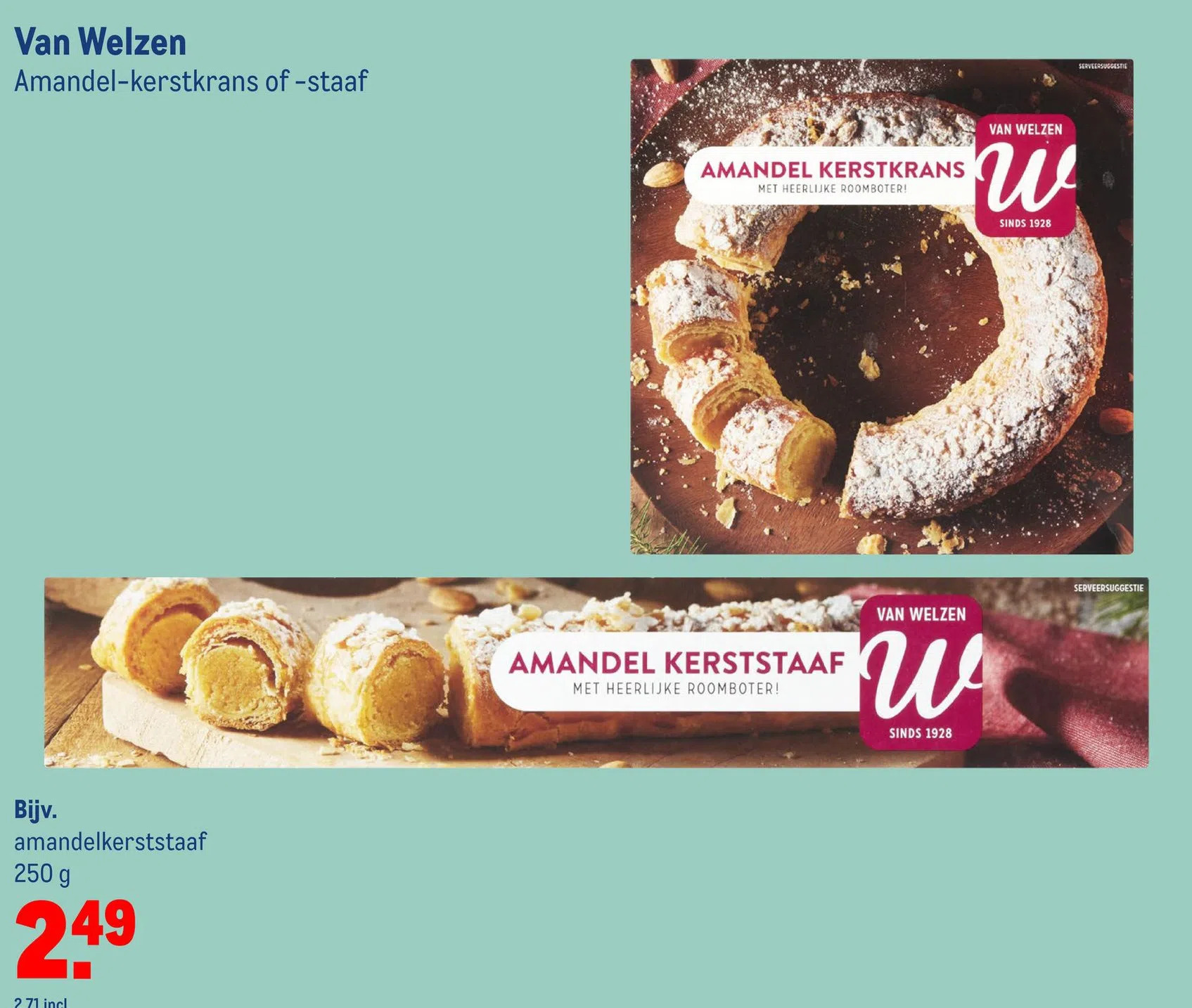 Van welzen amandel-kerstkrans of -staaf aanbieding bij Makro