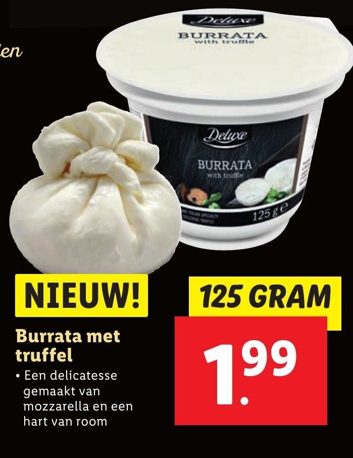 Burrata met truffel 125g aanbieding bij Lidl