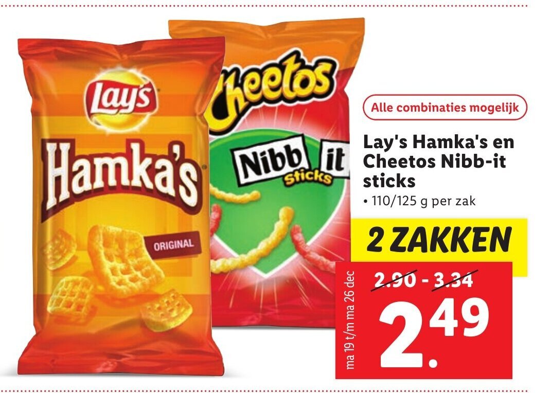 Lay's hamka's en cheetos nibb-it sticks aanbieding bij Lidl