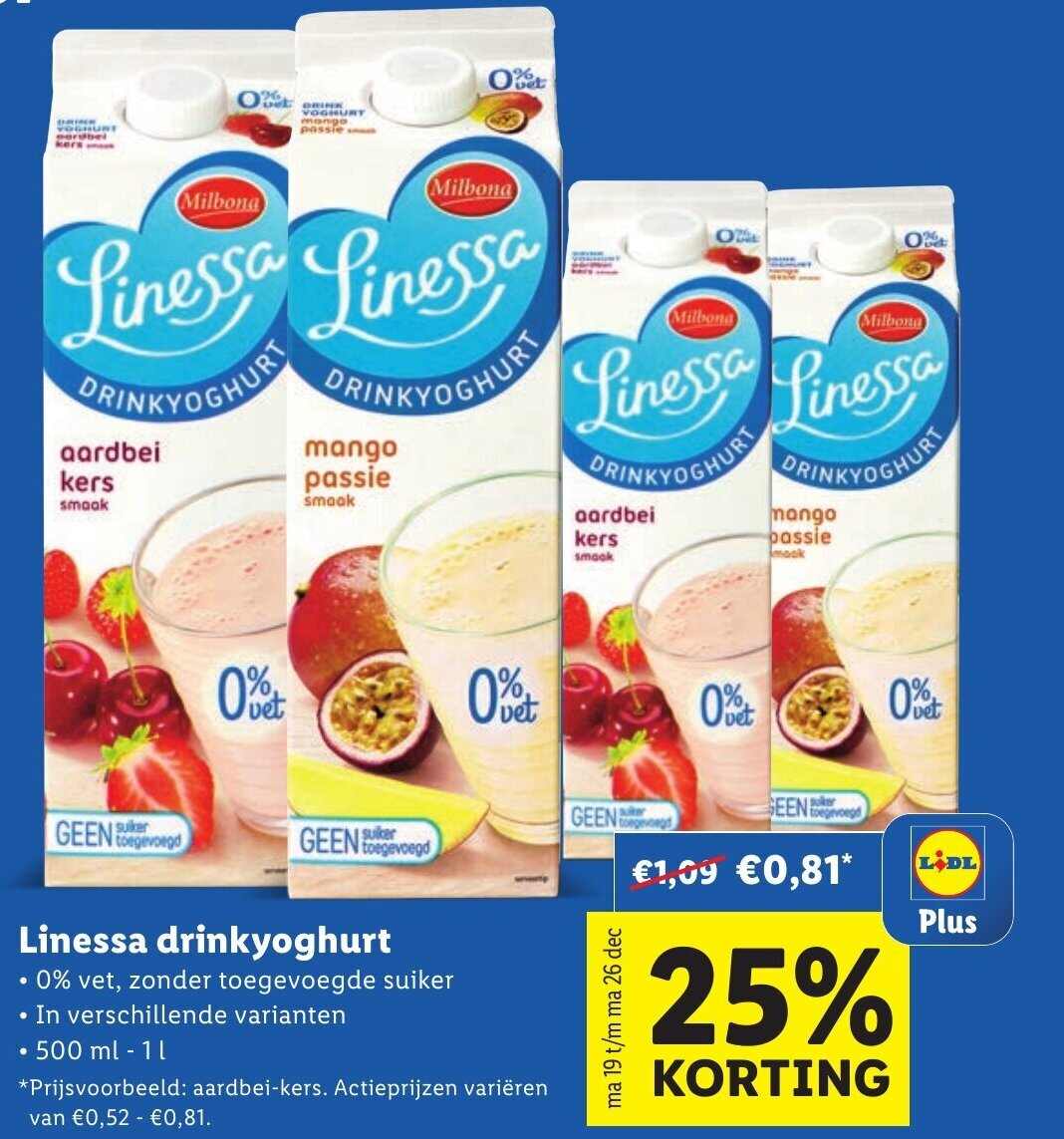 Linessa drinkyoghurt aanbieding bij Lidl