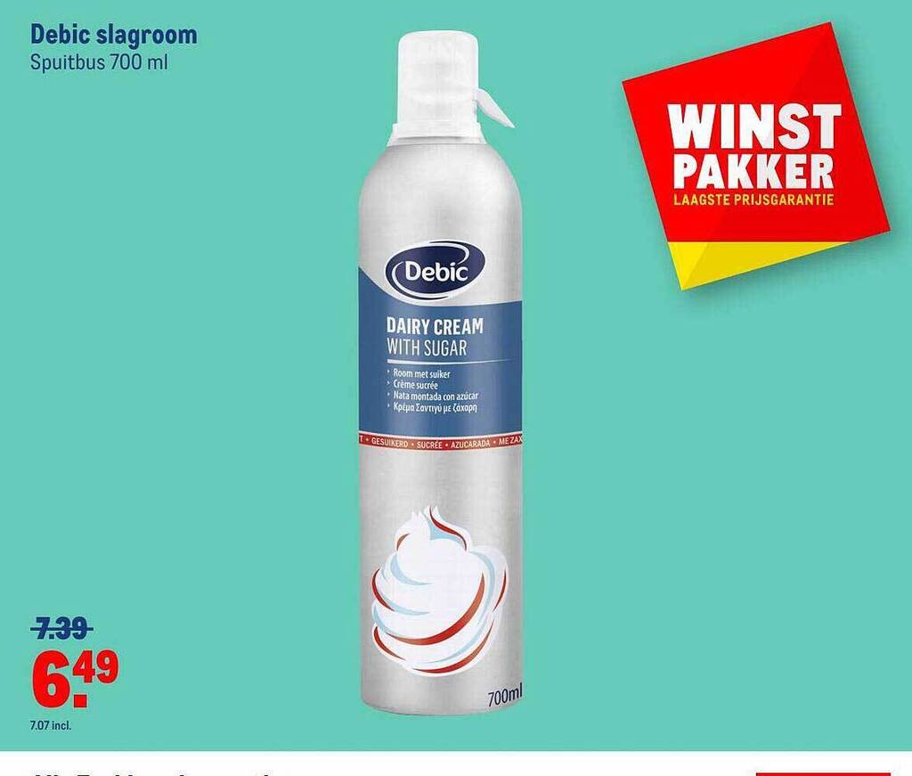 Debic slagroom spuitbus aanbieding bij Makro
