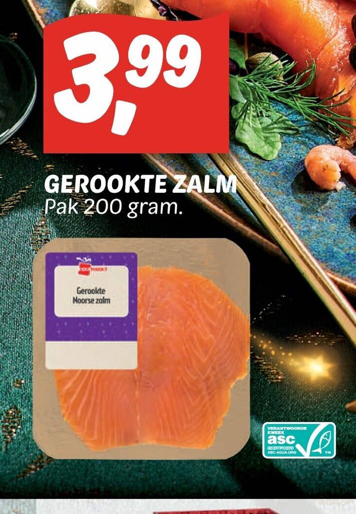 Gerookte Zalm pak 200 gr aanbieding bij Dekamarkt