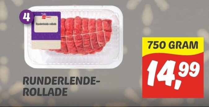Runderlende-rollade 750 gram aanbieding bij Dekamarkt
