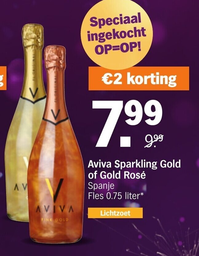 Aviva sparkling gold of gold rose aanbieding bij Albert Heijn