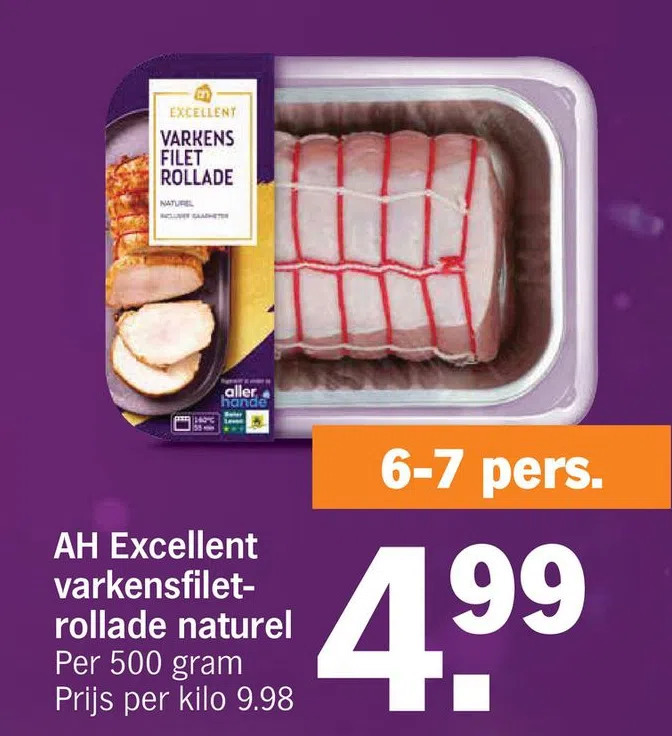 Ah excellent varkensfilet- rollade naturel aanbieding bij Albert Heijn