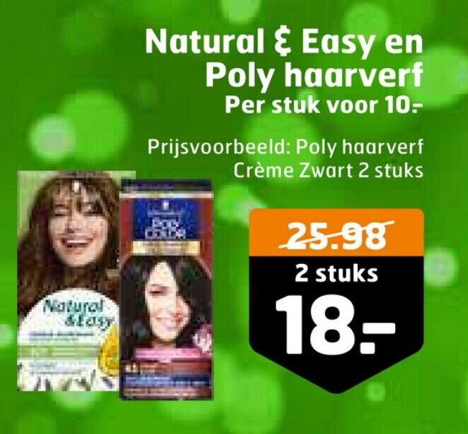 Natural & Easy en Poly haarverf 2 stuks aanbieding bij Trekpleister