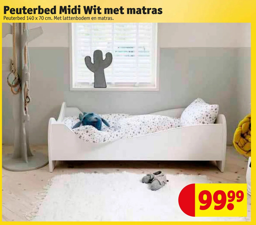 Peuterbed midi wit met matras aanbieding bij Kruidvat