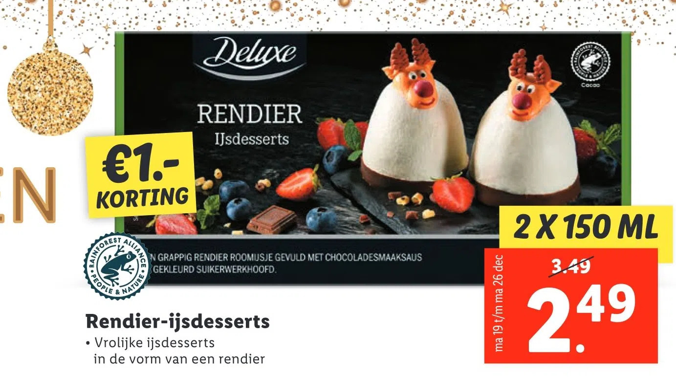 Rendier-ijsdesserts aanbieding bij Lidl