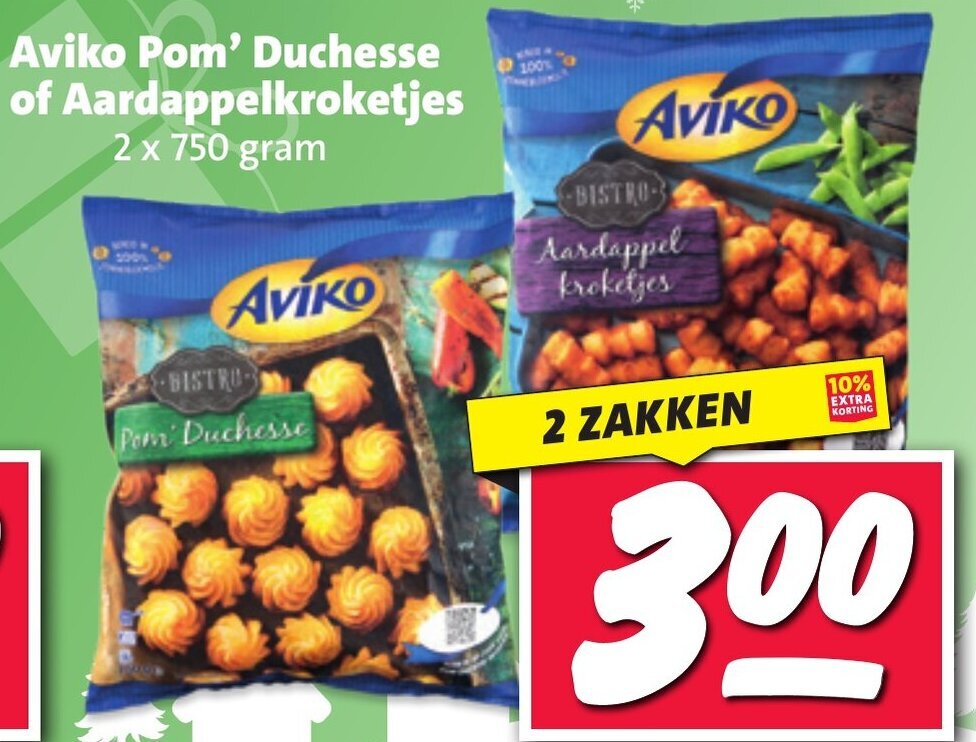 Aviko Pom's Duchesse of Aardappelkroketjes 2 x 750 gram aanbieding bij ...