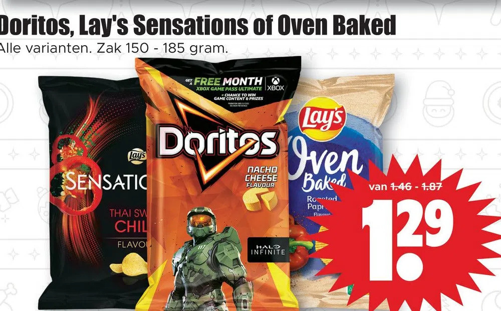 Doritos, lay's sensations of oven baked aanbieding bij Dirk