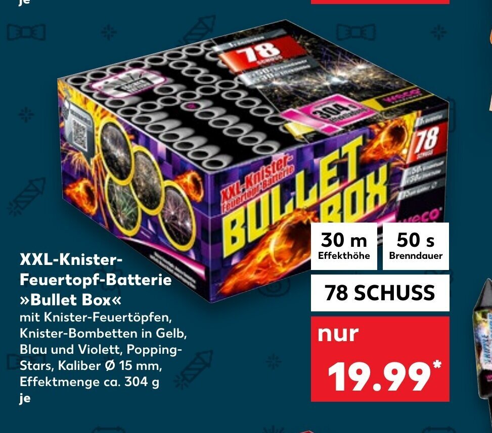 XXL-Knister Feuertopf-Batterie Bullet Box 304 g 78 schuss aanbieding ...