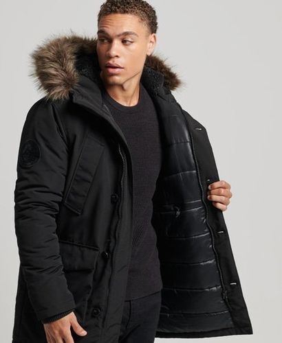 Superdry mannen everest parka met capuchon en imitatiebont zwart ...