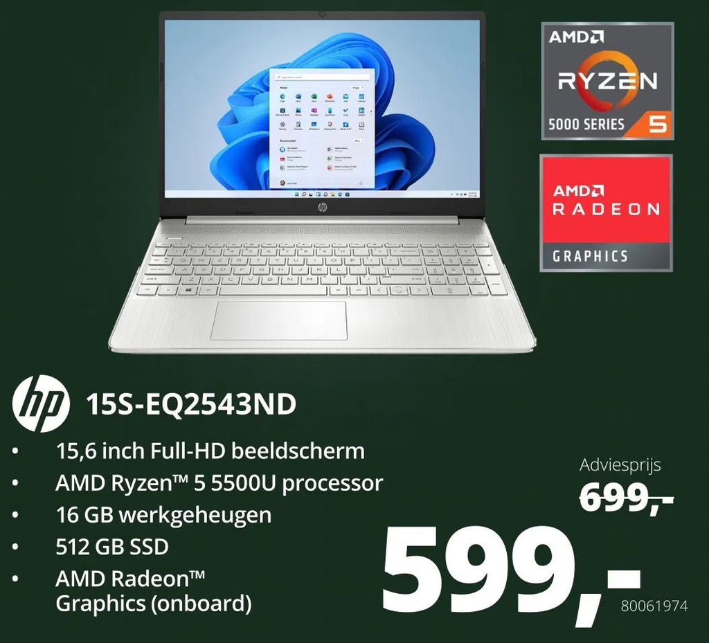 Hp 15s-eq2543nd aanbieding bij Paradigit