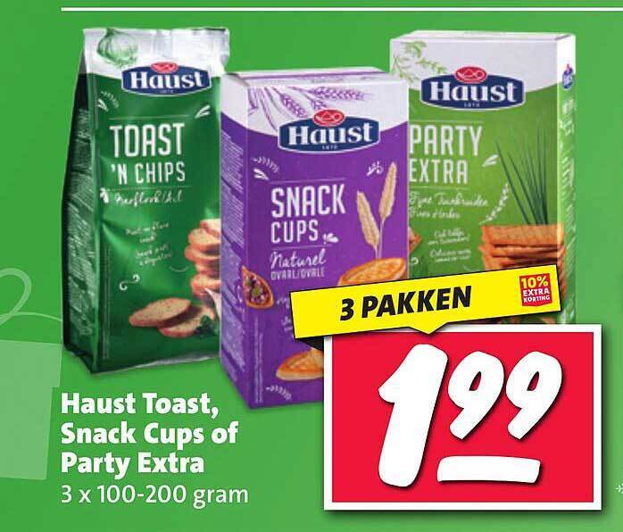 Haust toast, snack cups of party extra aanbieding bij Nettorama
