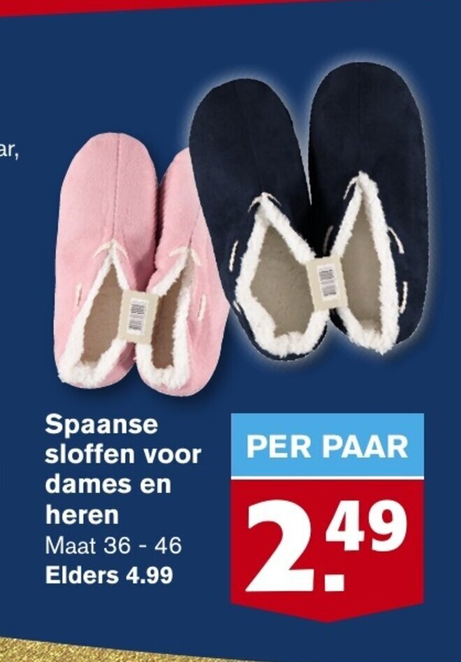 Spaanse sloffen voor dames en heren 36-46 aanbieding bij Hoogvliet