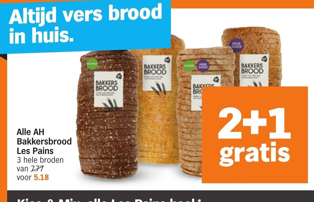 Alle AH Bakkersbrood Les Pains 2+1 gratis aanbieding bij Albert Heijn