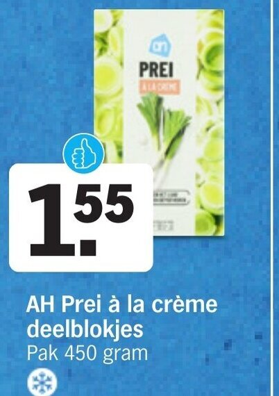AH Prei a la creme deelblokjes 450 gram aanbieding bij Albert Heijn
