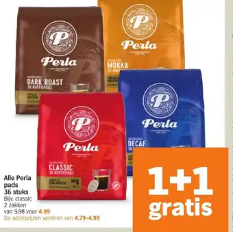 Alle Perla pads 36 stuks 1+1 gratis aanbieding bij Albert Heijn