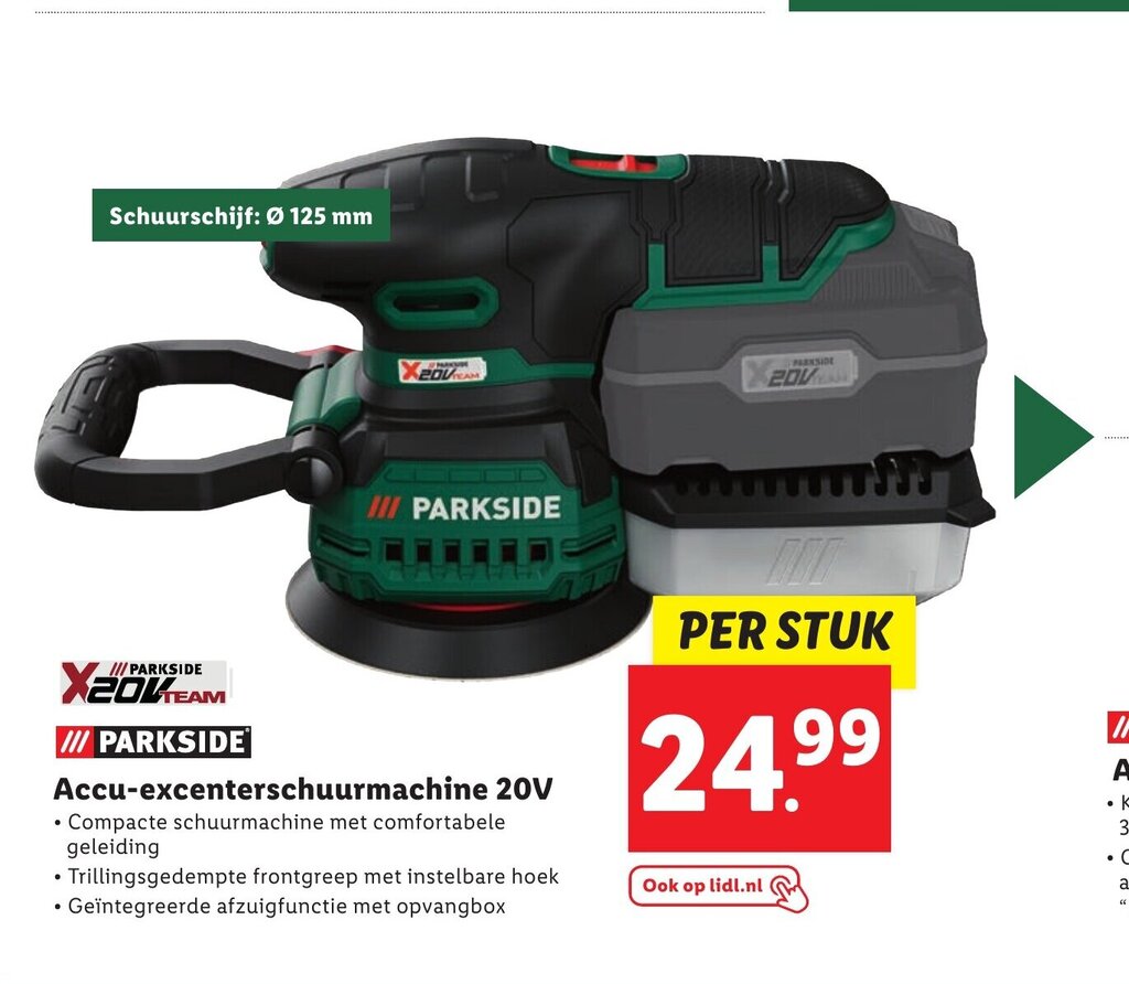Parkside Accu-excenterschuurmachine 20V per stuk aanbieding bij Lidl