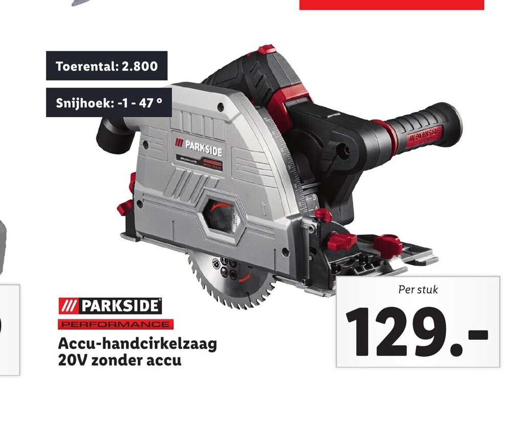 Parkside Accu-handcirkelzaag 20V zonder accu aanbieding bij Lidl