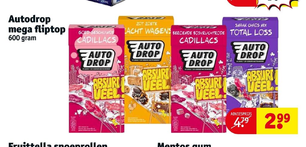Autodrop mega fliptop 600 gram aanbieding bij Kruidvat