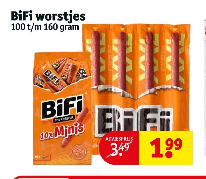 BiFi worstjes 100 t/m 160 gram aanbieding bij Kruidvat