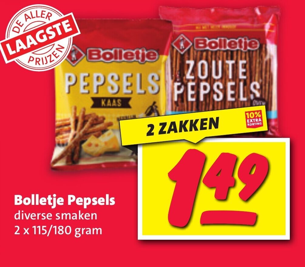 Bolletje Pepsels 2 x 115/180 gram aanbieding bij Nettorama