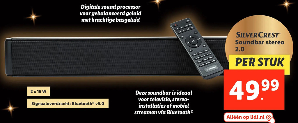 Silvercrest soundbar stereo 2.0 aanbieding bij Lidl