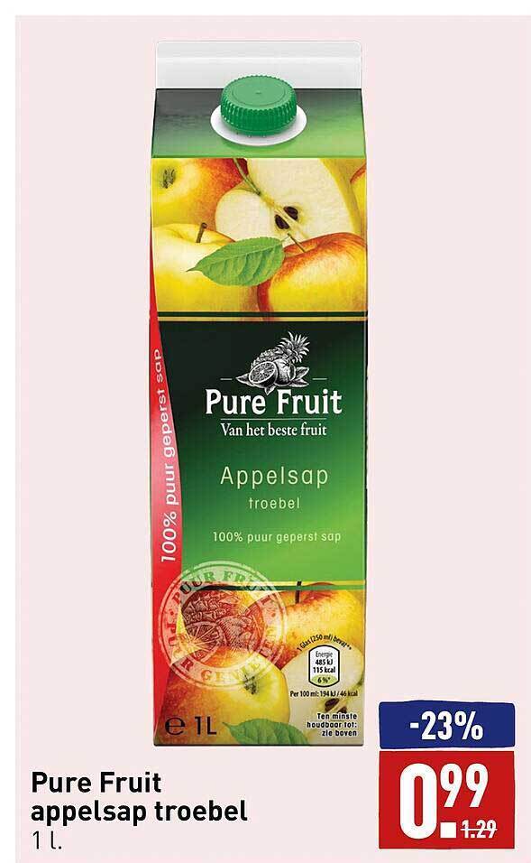 Pure fruit appelsap troebel aanbieding bij ALDI