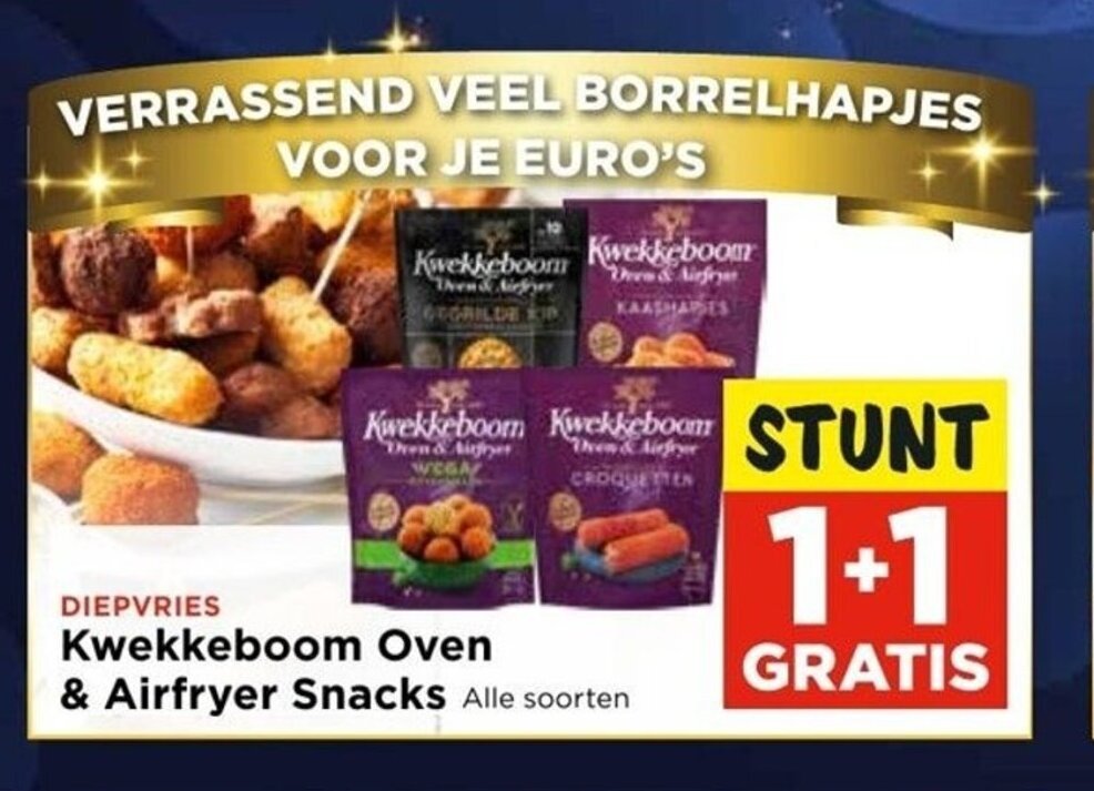 Kwekkeboom Oven & Airfryer snacks 1+1 gratis aanbieding bij Vomar ...