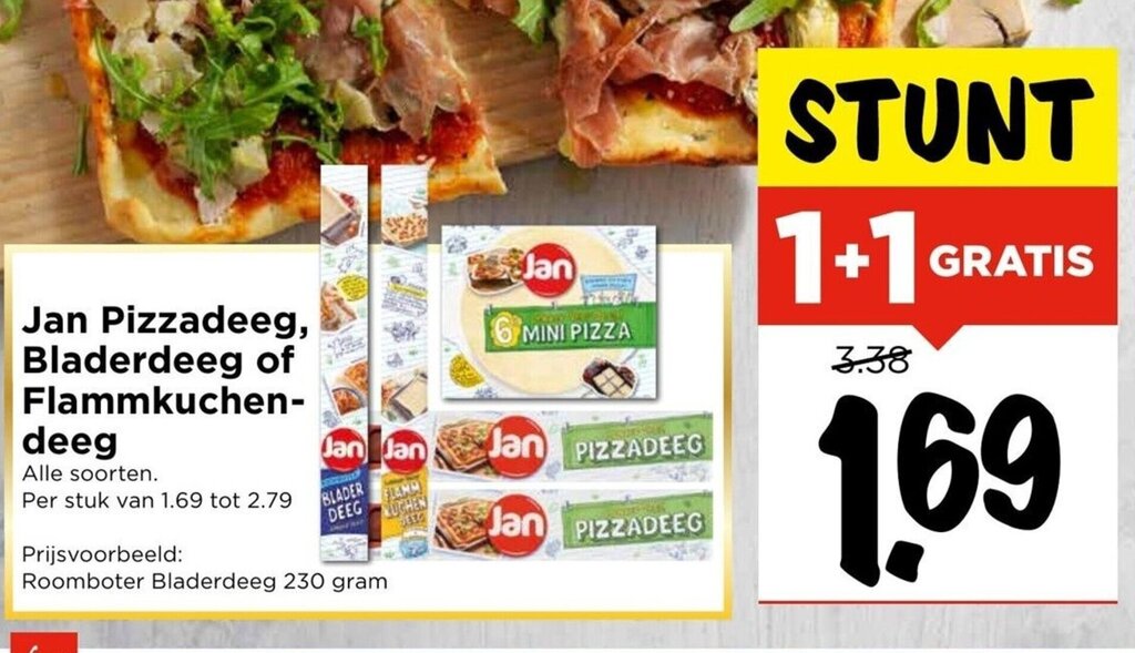 Jan Pizzadeeg, Bladerdeeg of Flammkuchen-deeg 1+1 gratis aanbieding bij ...