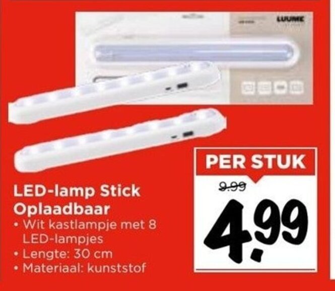 LED-lamp Stick Oplaadbaar aanbieding bij Vomar