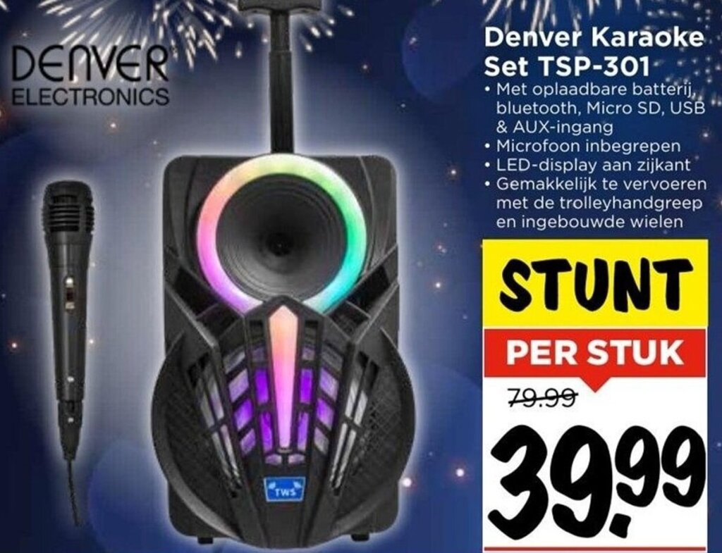 Denver Karaoke Set TSP-301 aanbieding bij Vomar Voordeelmarkt