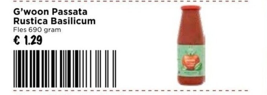G'woon Passata Rustica Basilicum 690 gram aanbieding bij Vomar ...