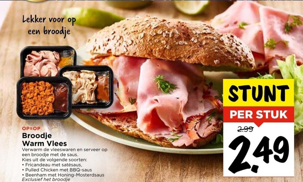 Broodje Warm Vlees aanbieding bij Vomar Voordeelmarkt