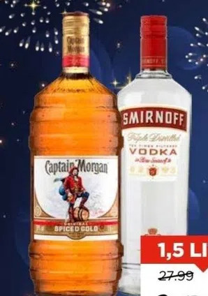 Captain morgan spiced rum of smirnoff vodka aanbieding bij Vomar