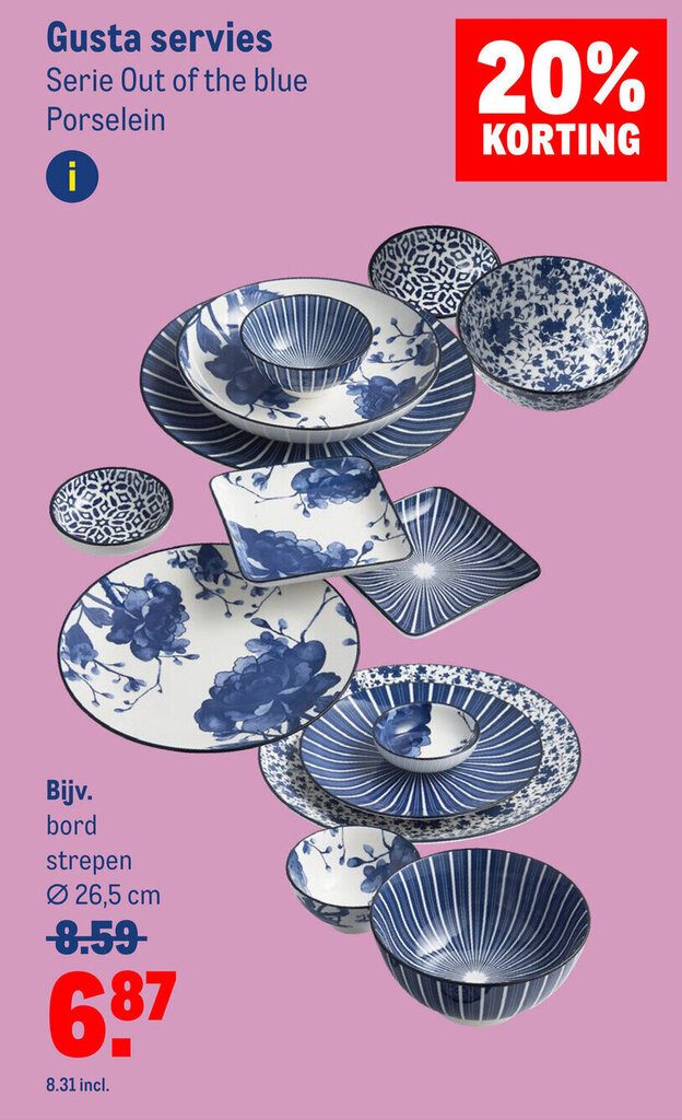 Gusta servies 26.5 cm aanbieding bij Makro