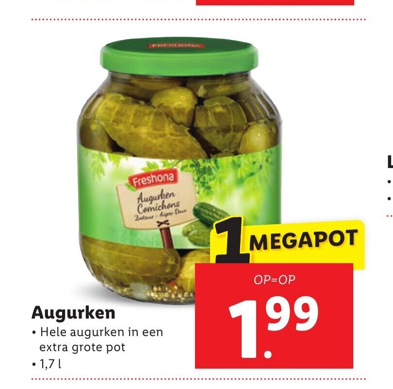 Freshona Augurken 1,7 l aanbieding bij Lidl