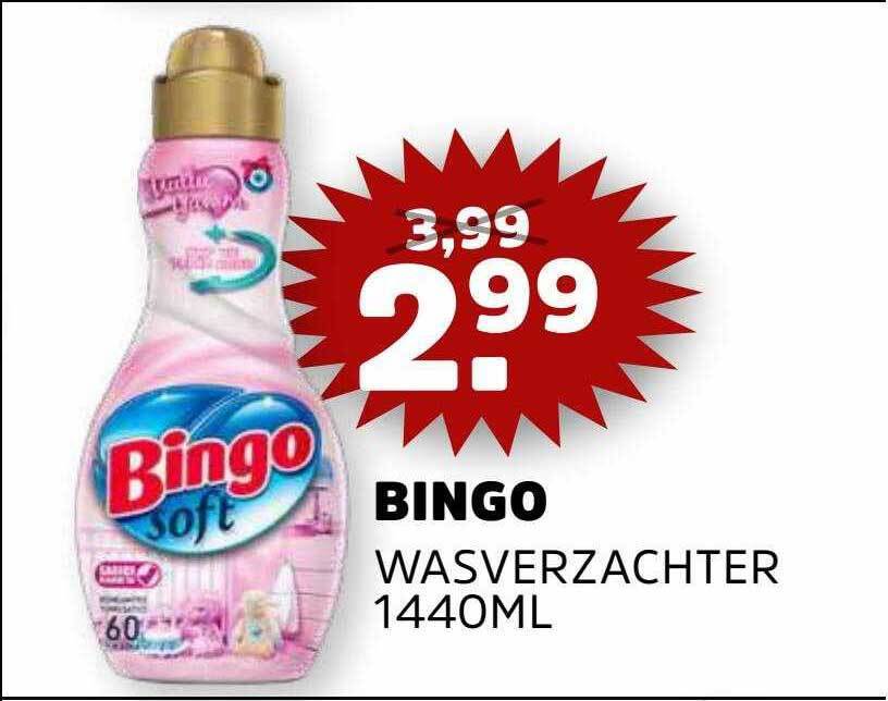 Bingo wasverzachter 1440ml aanbieding bij Sahan Supermarkten