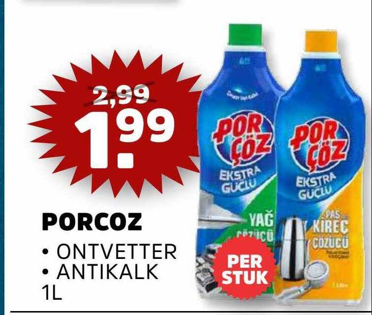 Porcoz ontvetter of antikalk 1l aanbieding bij Sahan Supermarkten