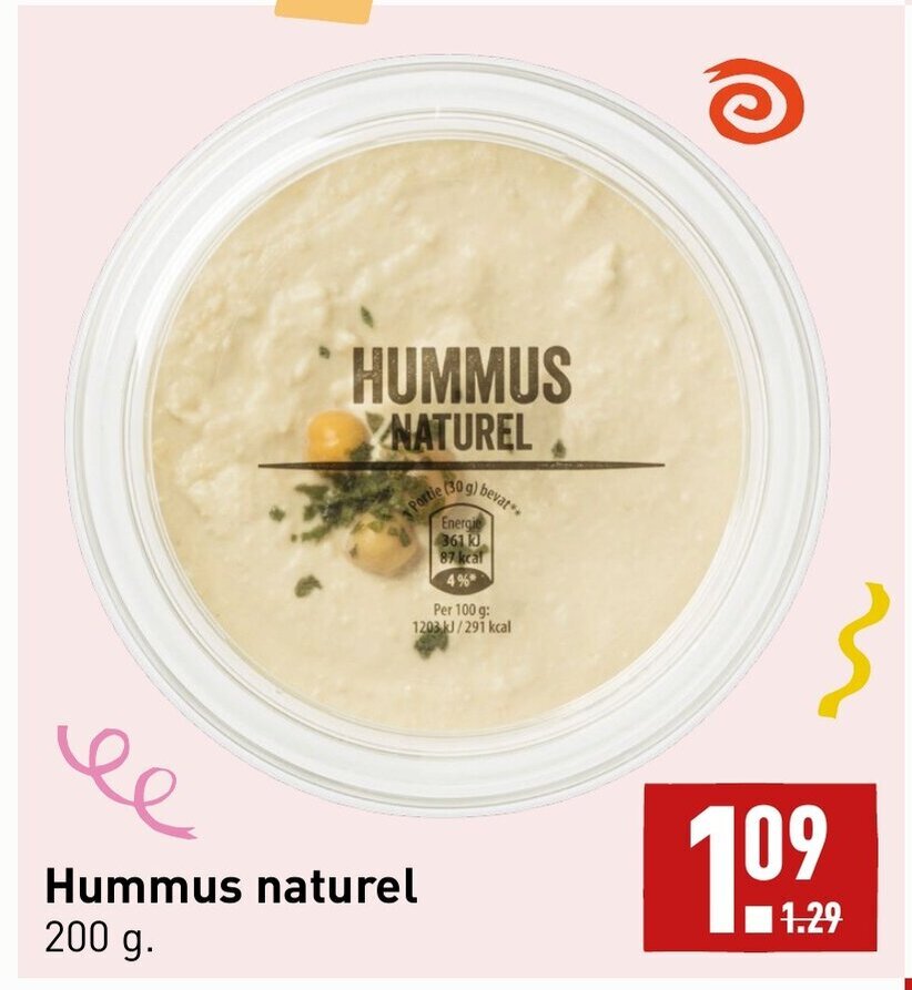 Hummus naturel 200g aanbieding bij ALDI
