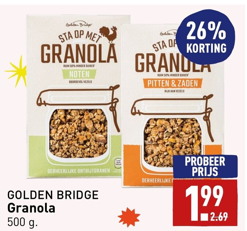 Golden bridge granola 500g aanbieding bij ALDI
