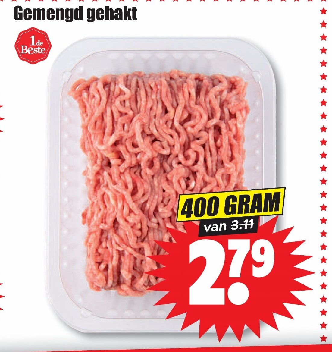 Gemengd gehakt 400 gram aanbieding bij Dirk