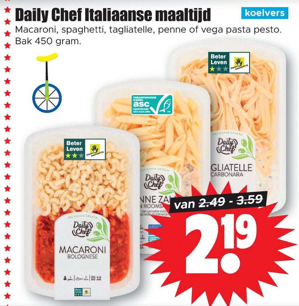Daily Chef Italiaanse maaltijd 450 gram aanbieding bij Dirk