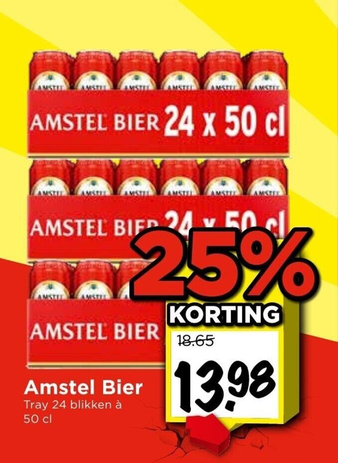 Amstel Bier tray 24 blikken a 50 cl aanbieding bij Vomar Voordeelmarkt