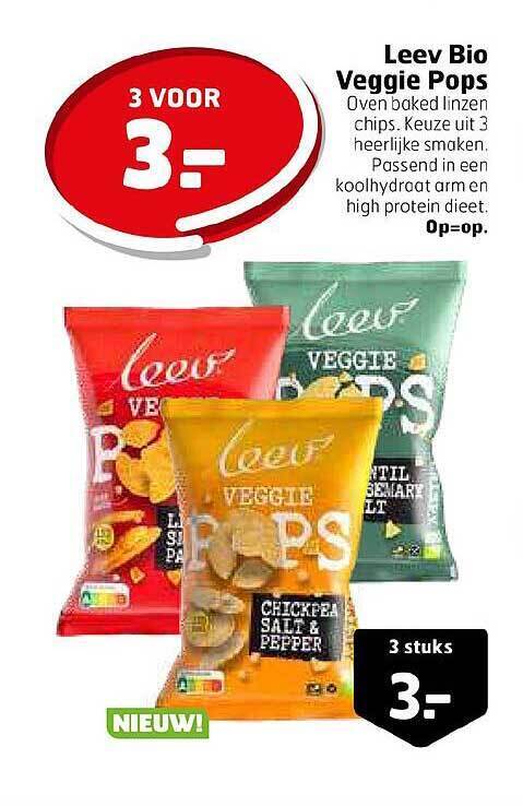 Leev bio veggie pops aanbieding bij Trekpleister