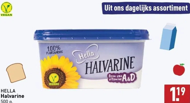 Hella halvarine 500 g. aanbieding bij ALDI
