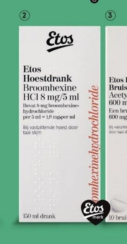 Hoestdrank Broomhexine HCI 8 mg/5 ml 150 ml aanbieding bij Etos